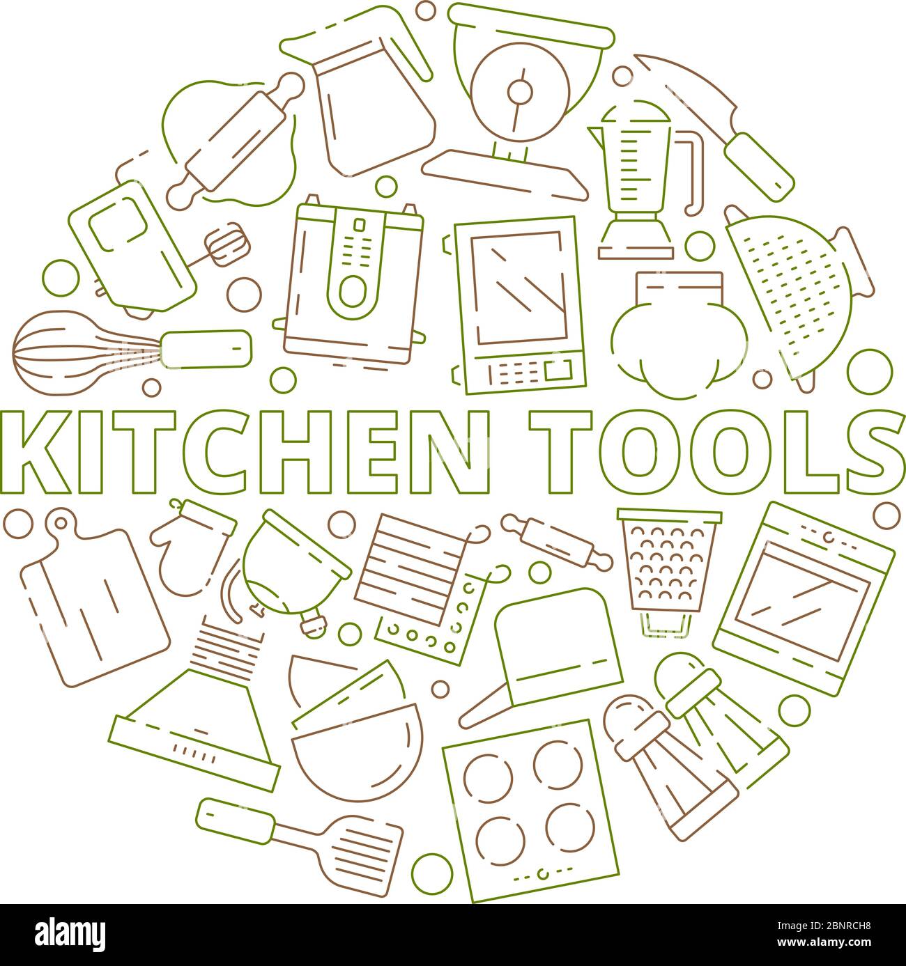 Kitchen tools icons. Food prepare cooking items spoon fork knife in ...