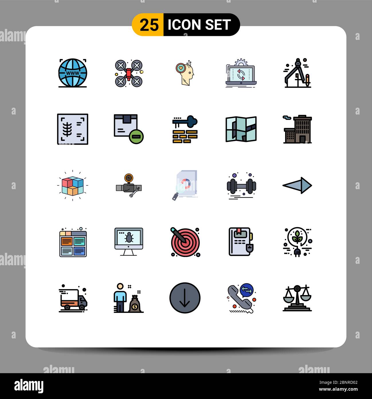 Universal Icon Symbols Group of 25 Modern Filled line Flat Colors of ...
