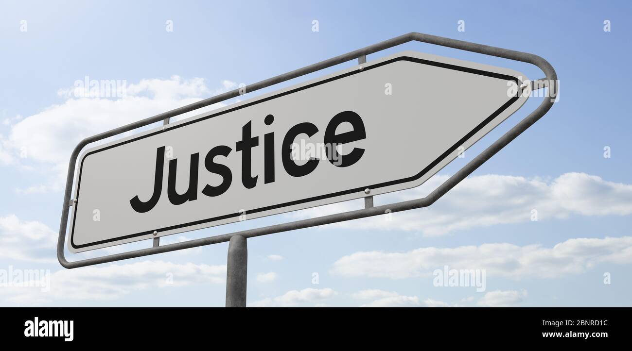 Arrow Signpost - Justice- 3d rendering Stock Photo - Alamy