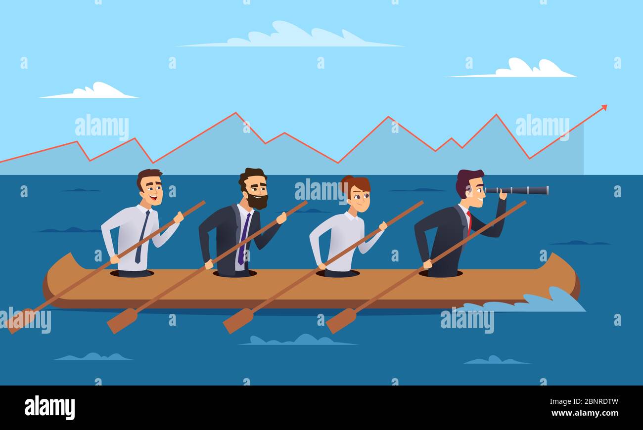 Team destination. Business successful managers group going to leader ...