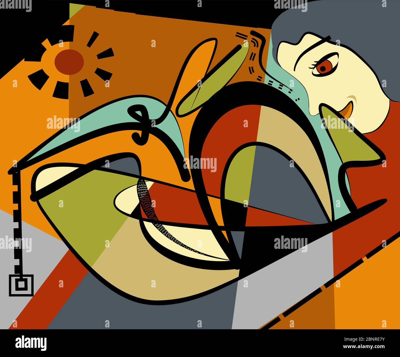 composition of abstract colorful shapes , with stylized profile Stock ...