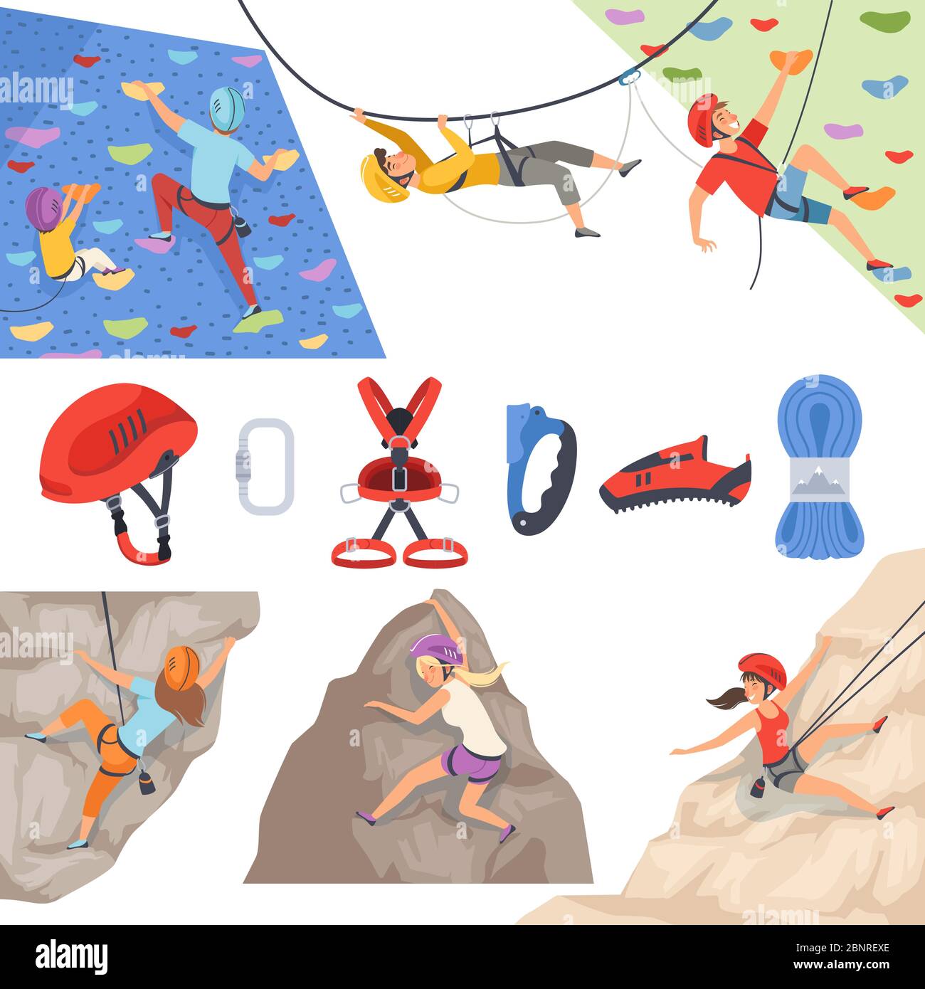 Mountain climbers. Mountaineering equipment for extreme sport rockie ...