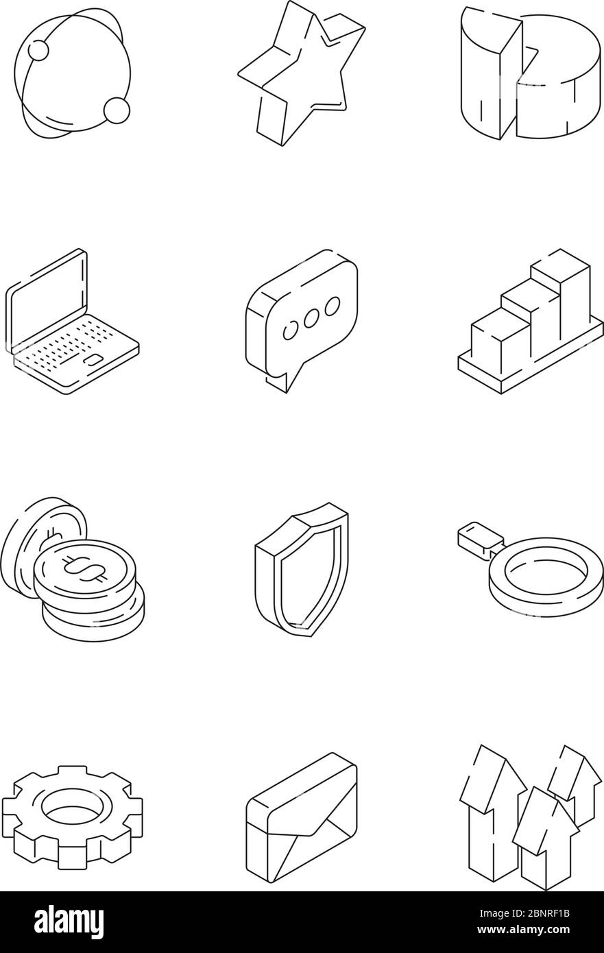 Social marketing isometric. Web media symbols graphs like ratio hearts ...