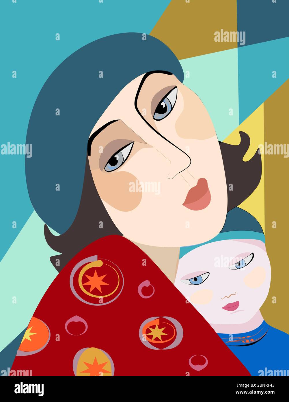 Colorful abstract background, cubism art style,mother and child Stock ...