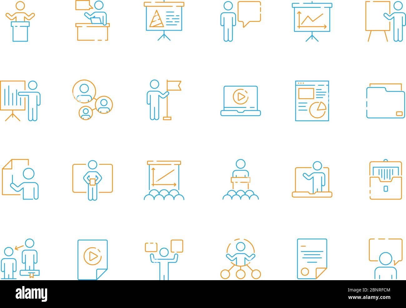 Public speech icons. Business presentation instructor classroom meeting ...