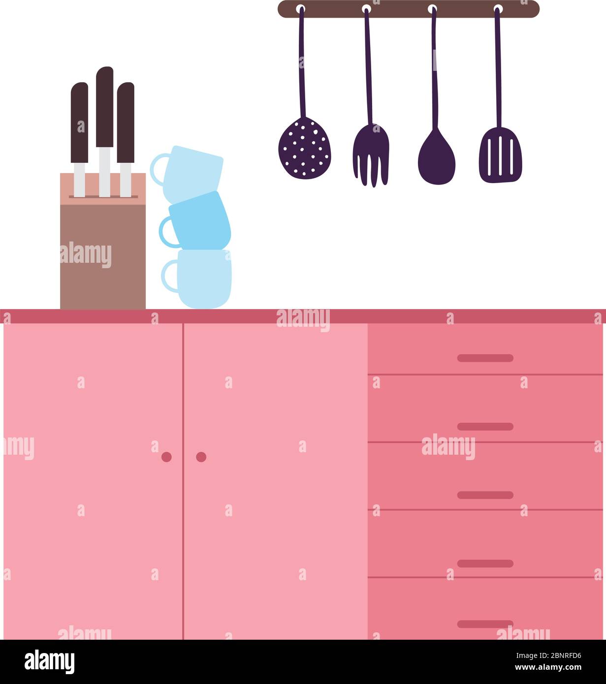 stack of cups knives and cutlery cooking isolated icon design vector ...