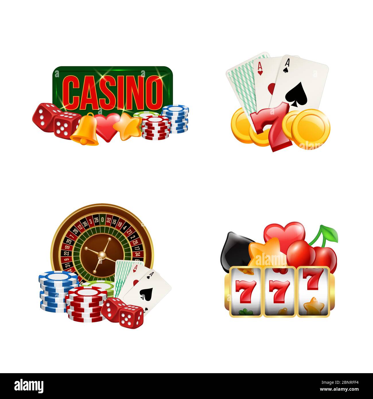 Vector piles of realistic casino gamble set illustration Stock Vector ...