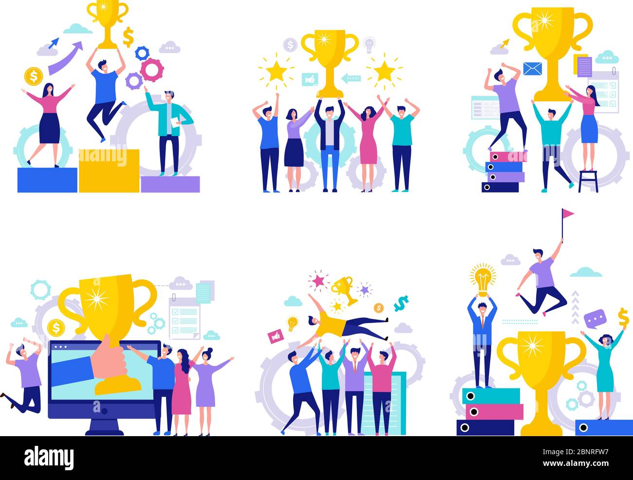 Business victory concept. Successful happy finance managers director ...