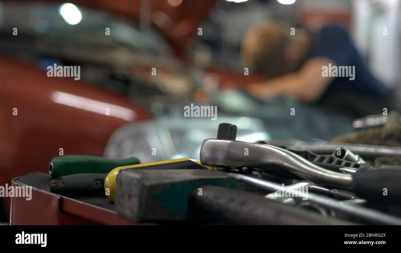 Tools kit details close up Stock Photo - Alamy