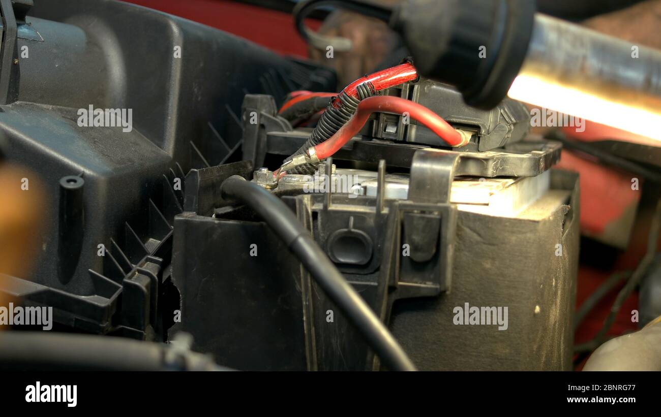 Close up car battery Stock Photo - Alamy