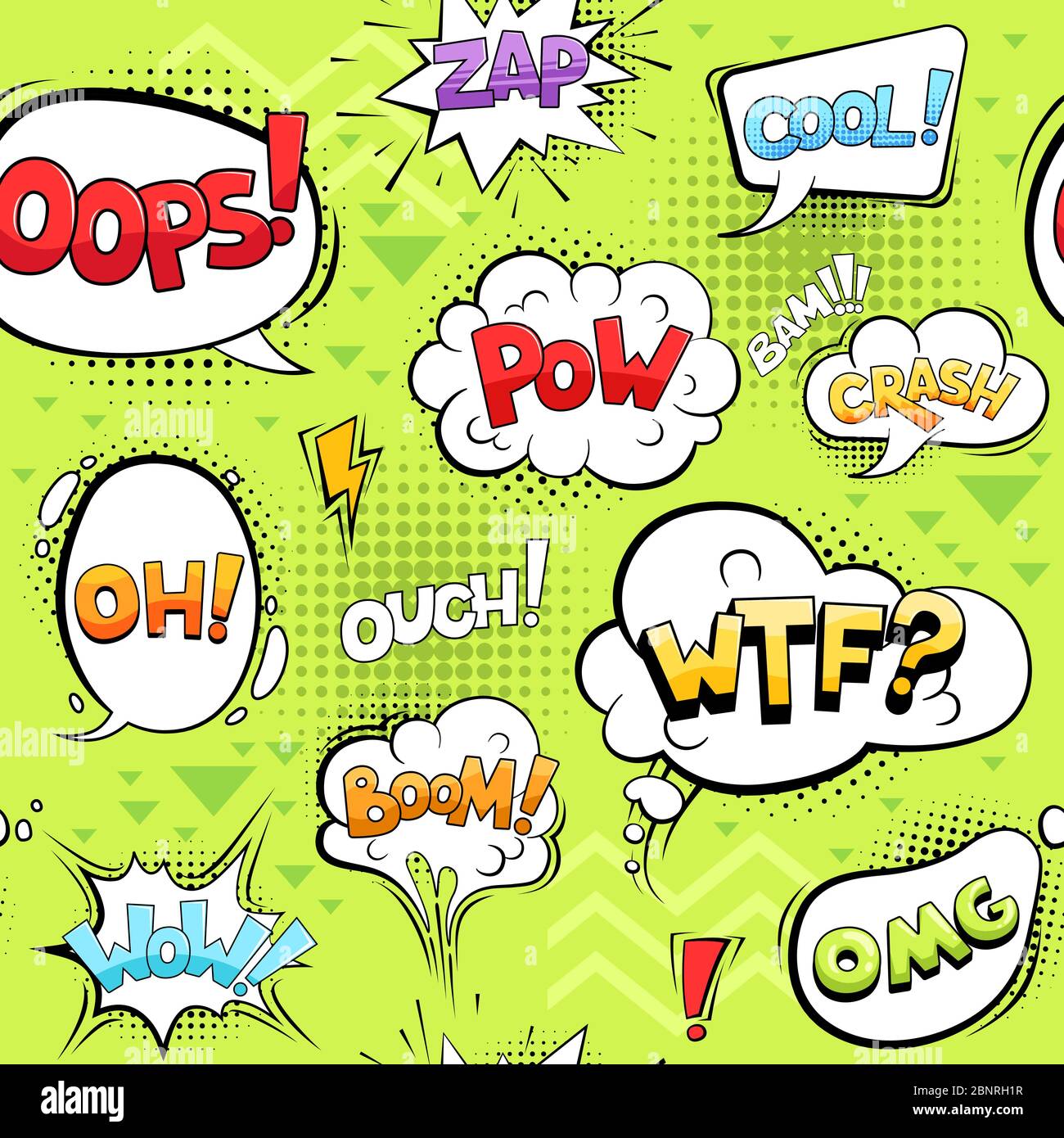Comic bubbles seamless. Cartoon explode circle shapes talk sounds in ...