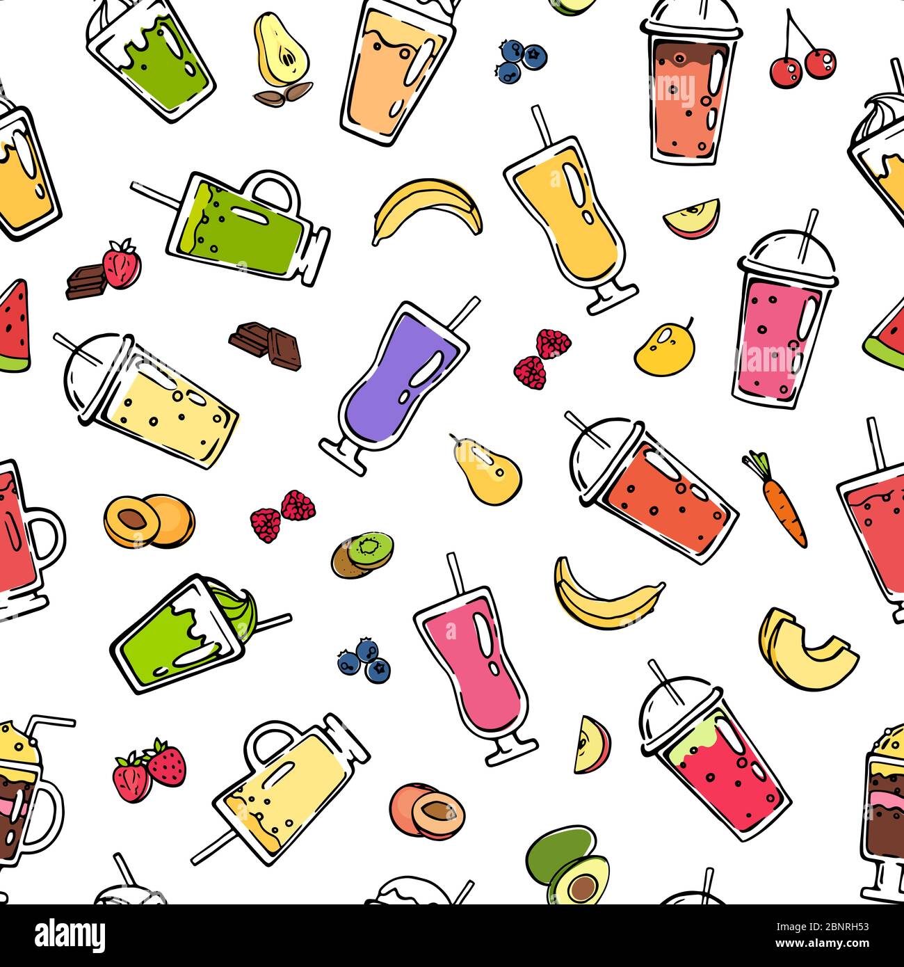 Vector doodle smoothie pattern or background illustration Stock Vector ...