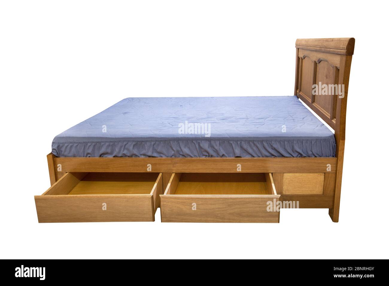 wooden double bed isolated on white background Stock Photo - Alamy