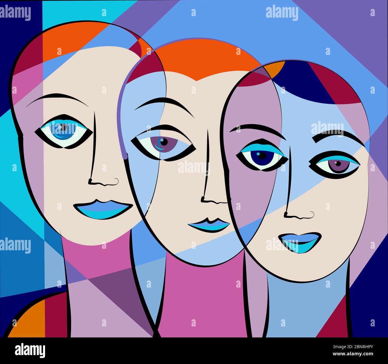 Colorful background, cubism art style,abstracts portraits Stock Vector ...