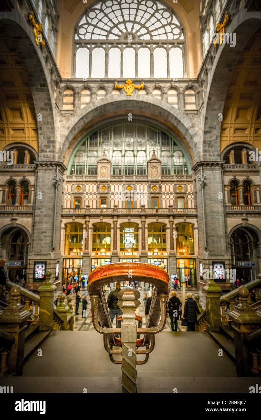 Europe, Belgium, Antwerp, city, downtown, train station, Antwerpen ...