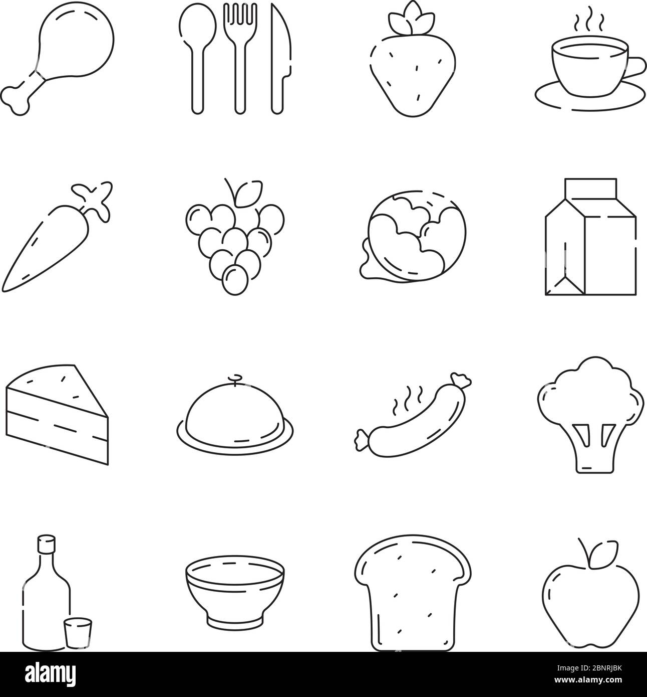 Food icon. Cuisine products menu and kitchen items vegetables fruits ...