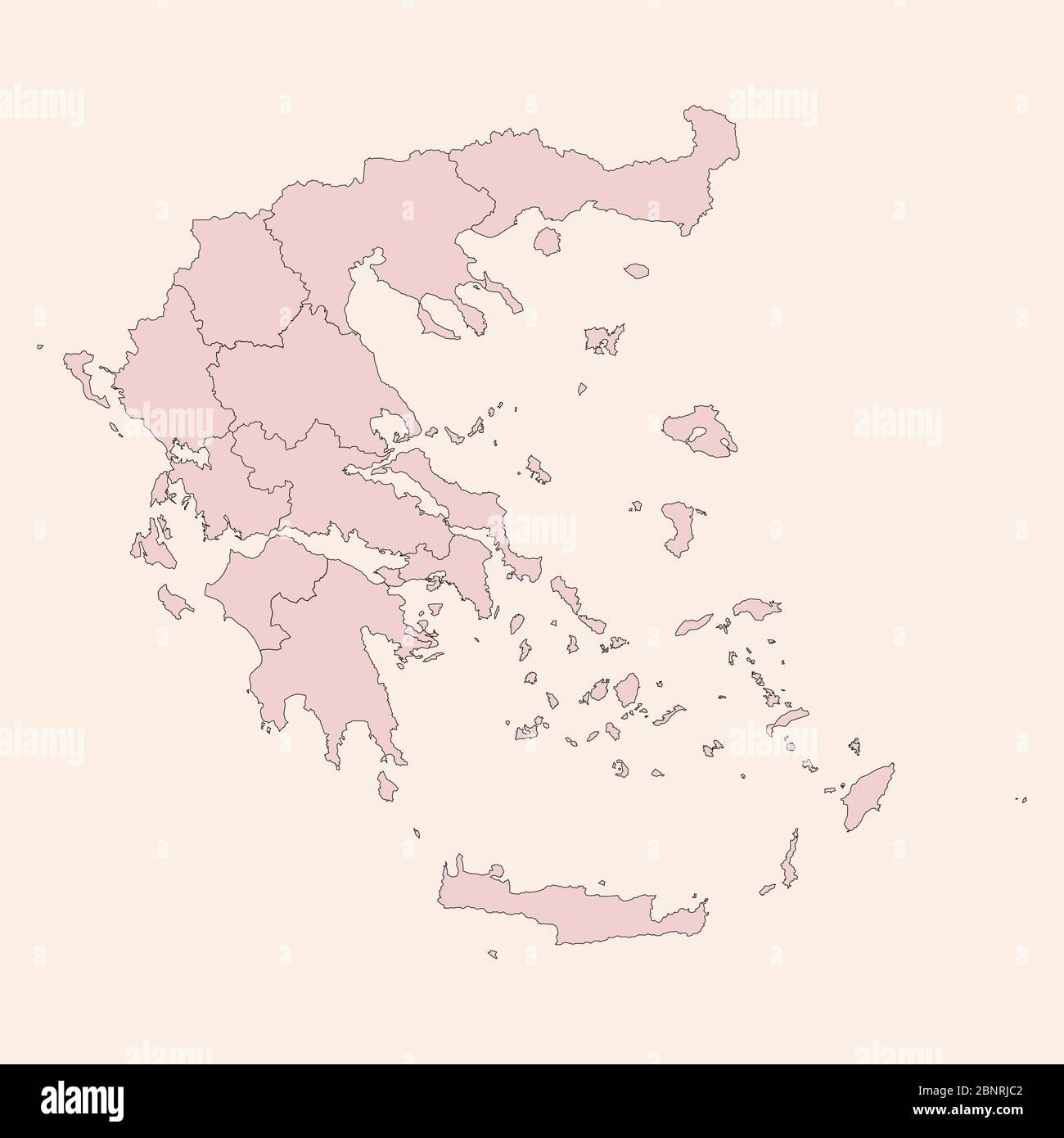 Greece political map with provinces vector graphics design. Vintage ...