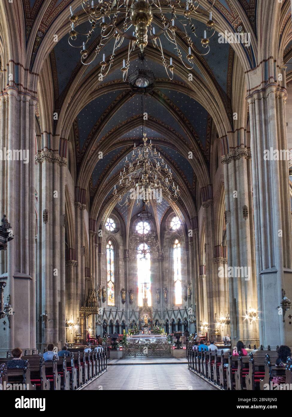Church vault and at the end stained glass windows. St. Stephen's ...