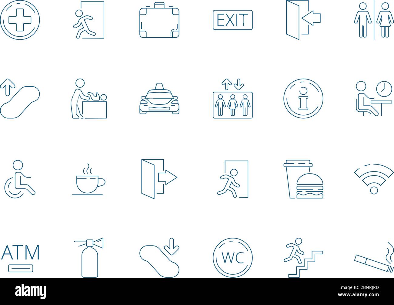Navigate symbols. Public pictogram of restaurant place elevator ...