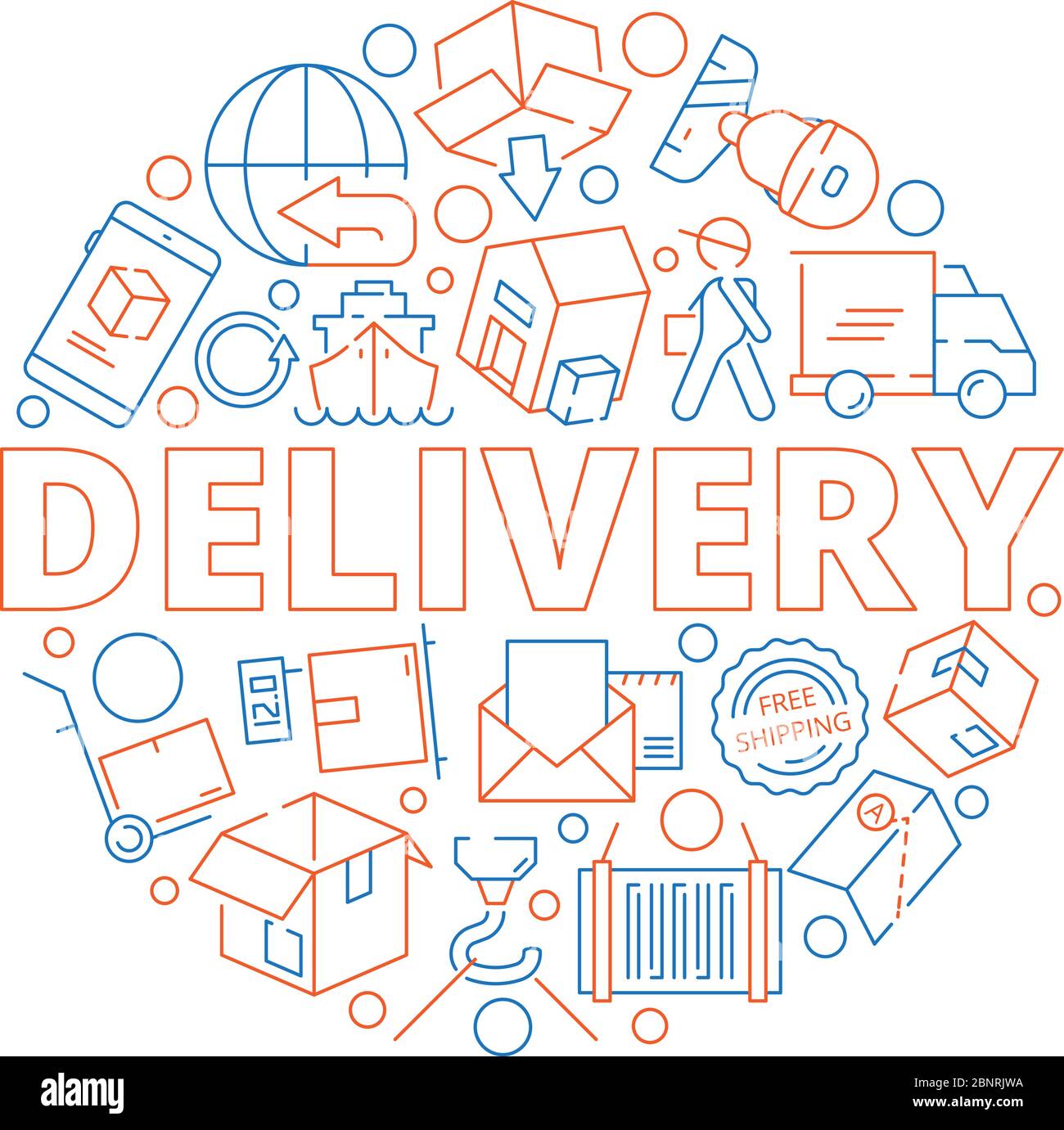 Logistic concept. Global delivery cargo service shipment thin line ...