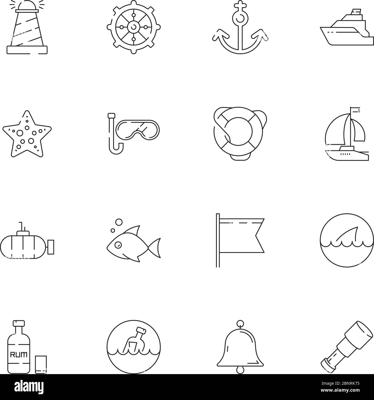 Nautical collection. Marine ocean sea shipping sailing symbols ...