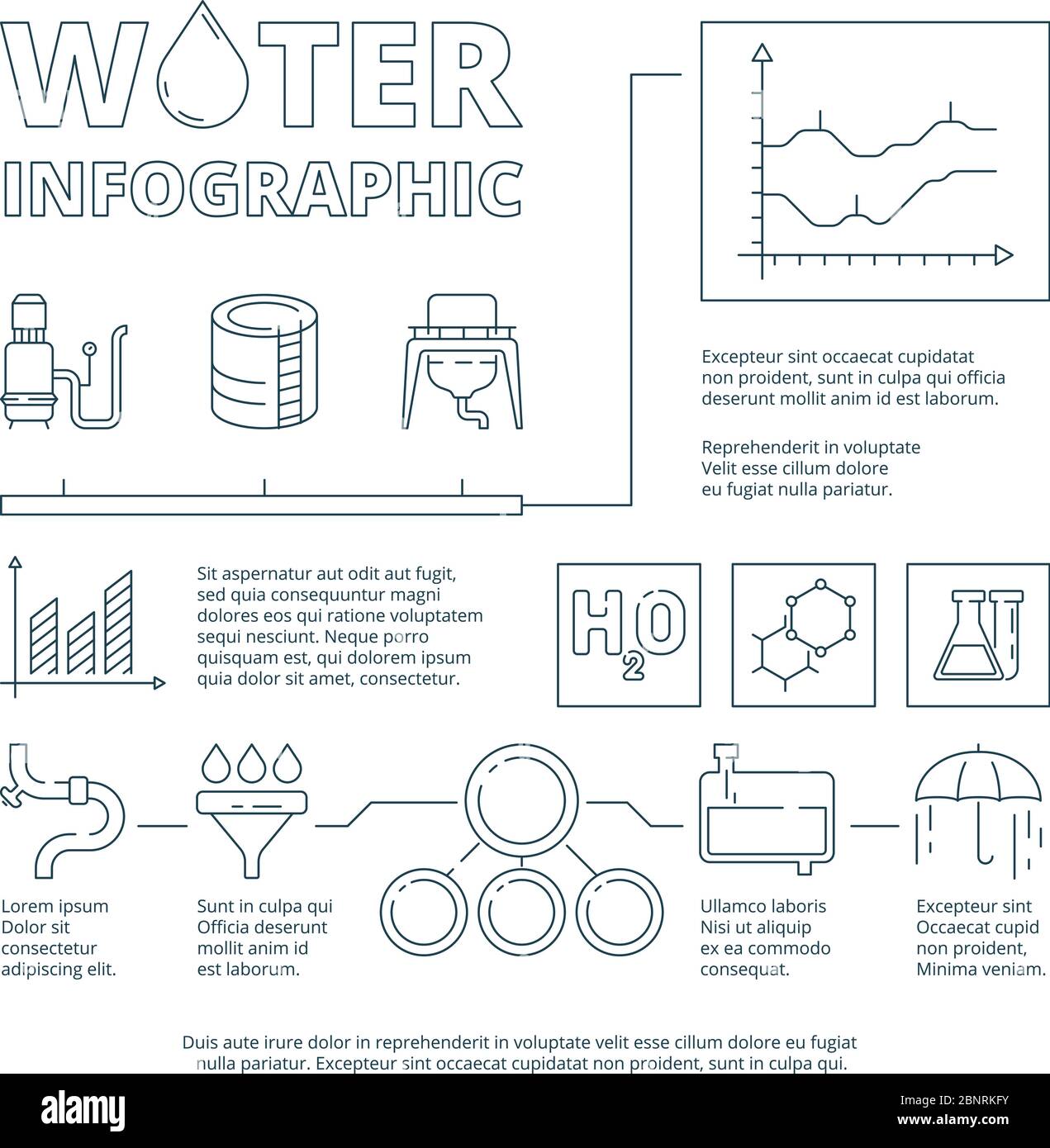 Water infographic. Liquid purification systems quality clean water ...
