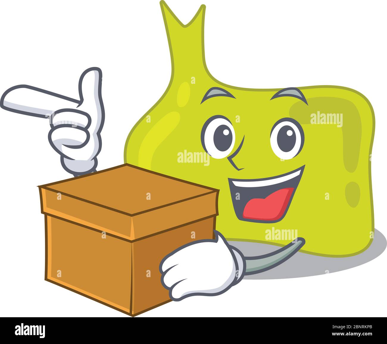 A cheerful pituitary cartoon design concept having a box Stock Vector ...
