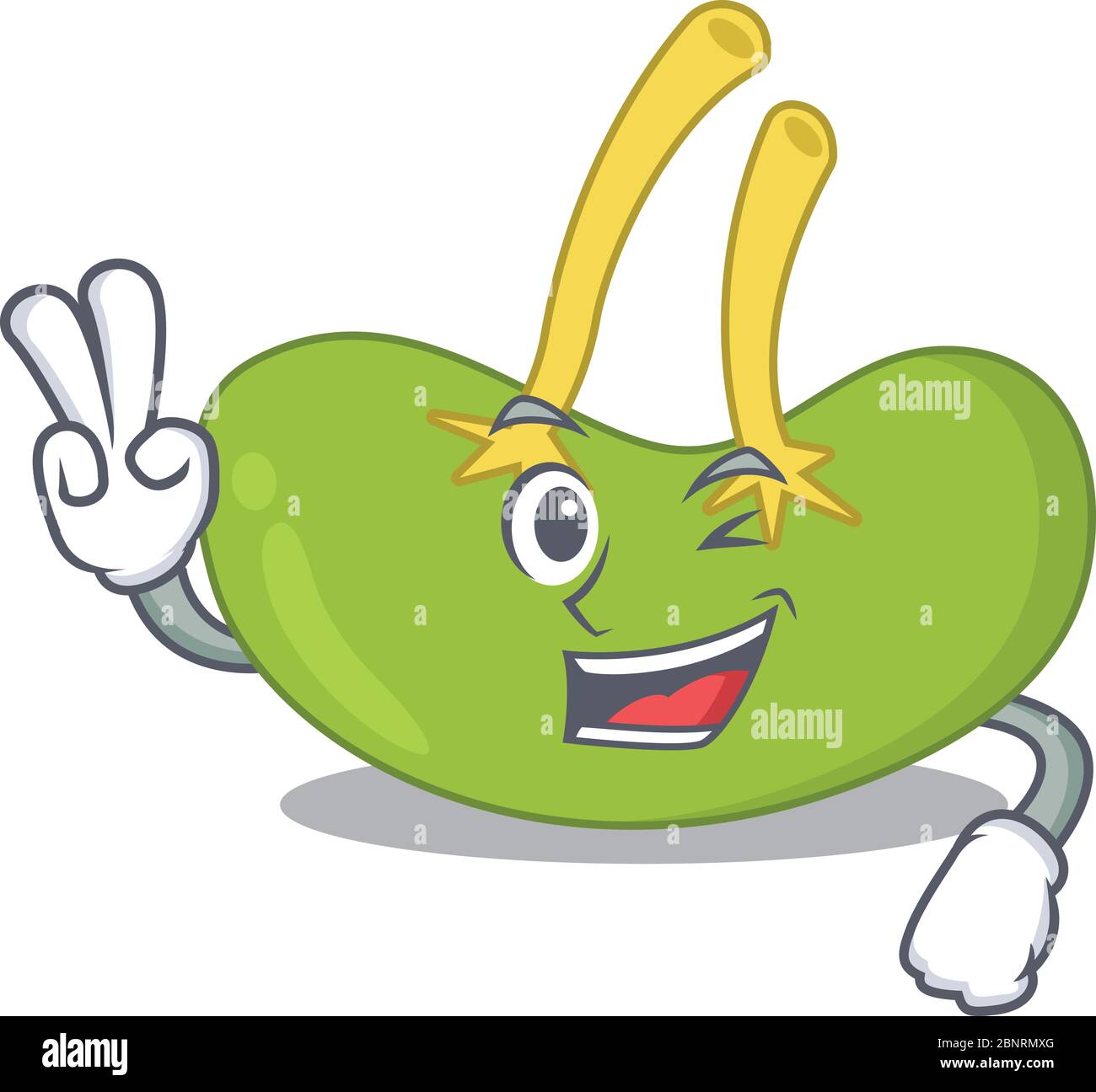 Happy spleen cartoon design concept show two fingers Stock Vector Image ...