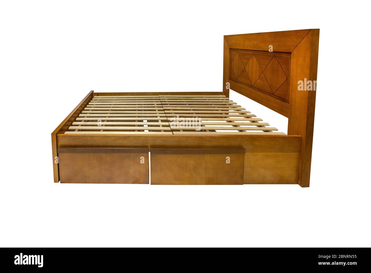 wooden double bed isolated on white background Stock Photo - Alamy