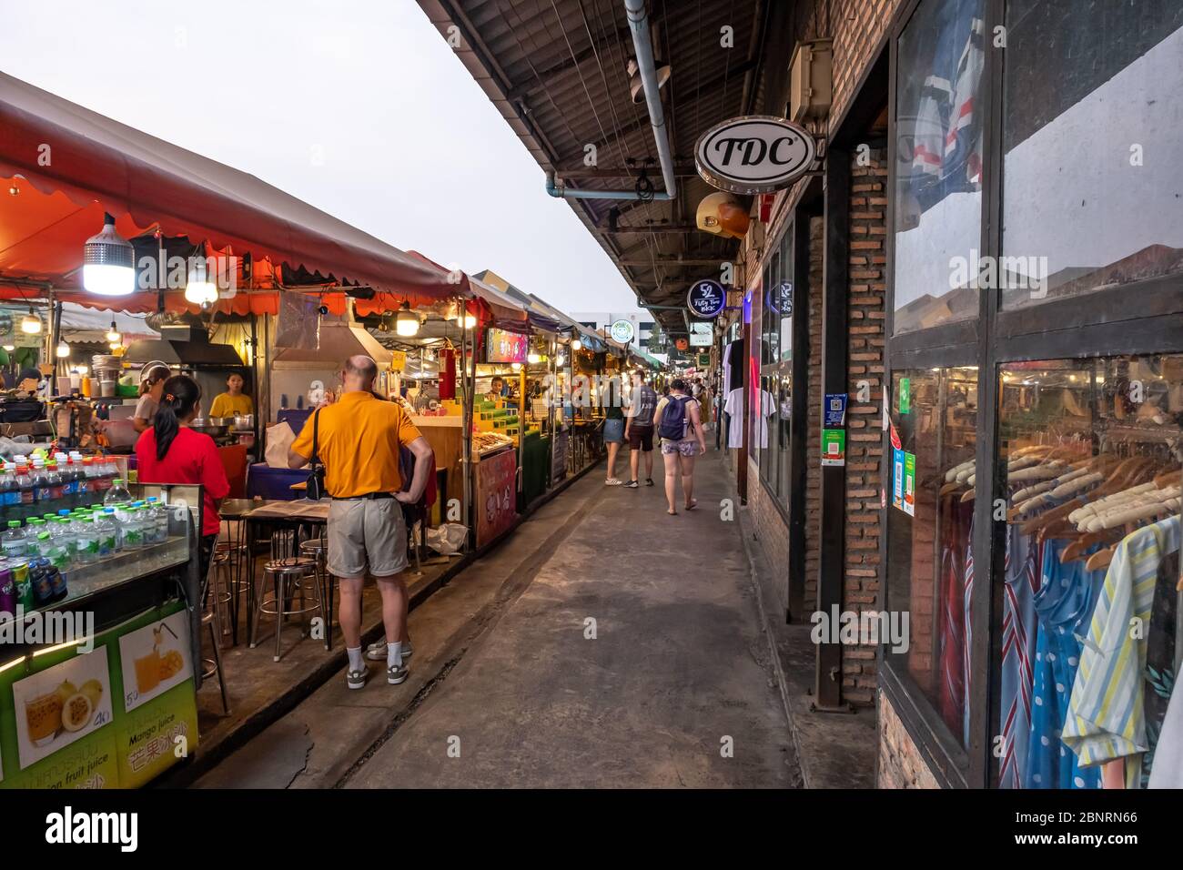 Bangkok / Thailand - February 8, 2020: Street vendors and shops of ...