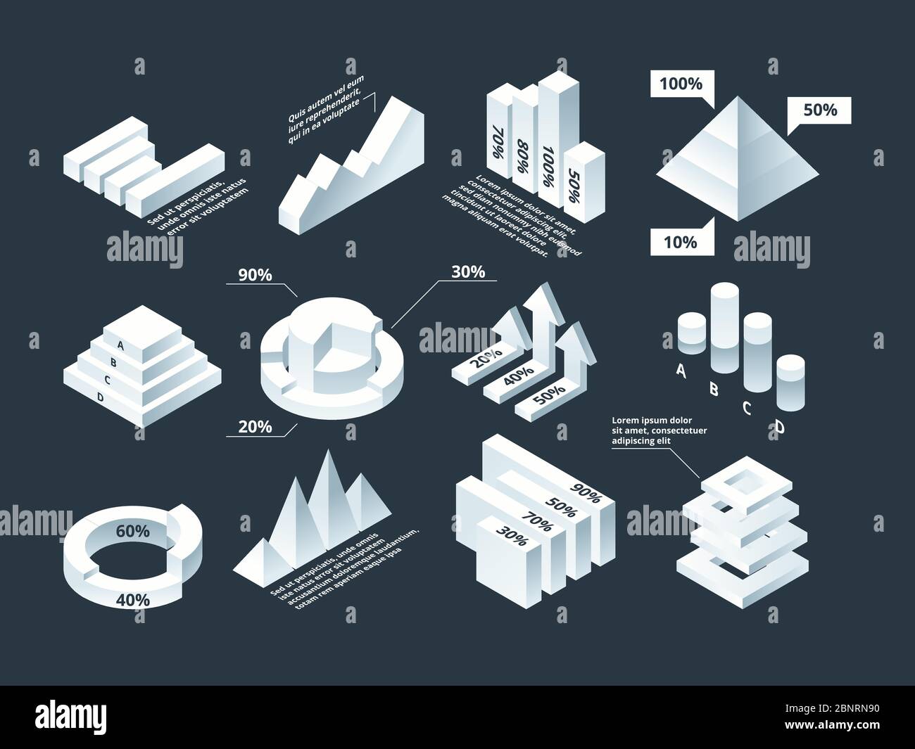 Graphic isometric. Infographic business diagram charts stats shapes ...