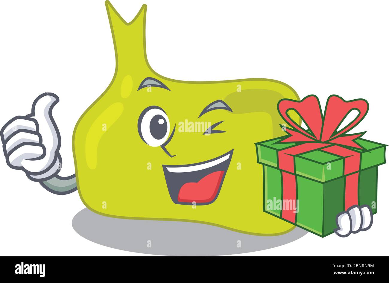 joyful pituitary cartoon character with a big gift box Stock Vector ...