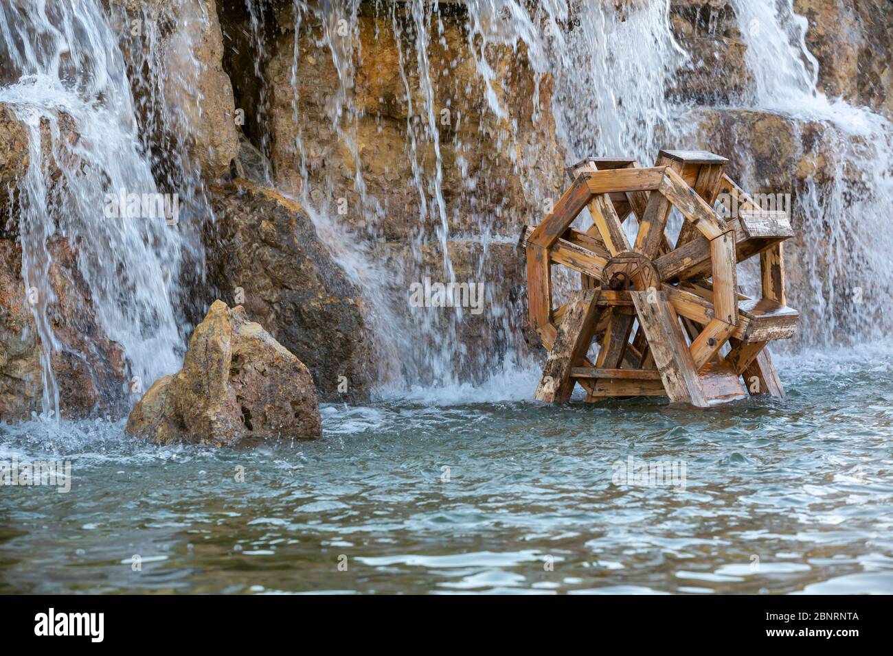 Wooden watermill on the pool Stock Photo - Alamy