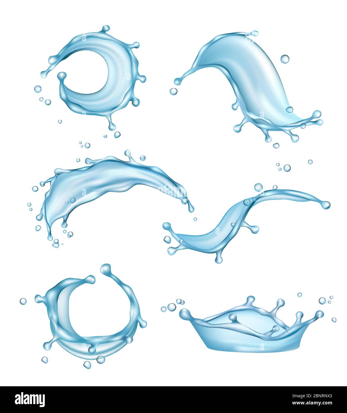 Water splashes. Liquid drops transparent nature watering vector ...
