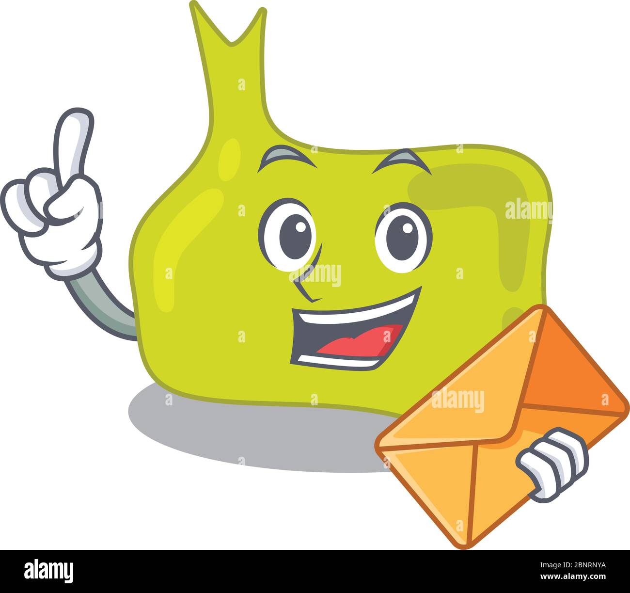 A picture of cheerful pituitary cartoon design with brown envelope ...