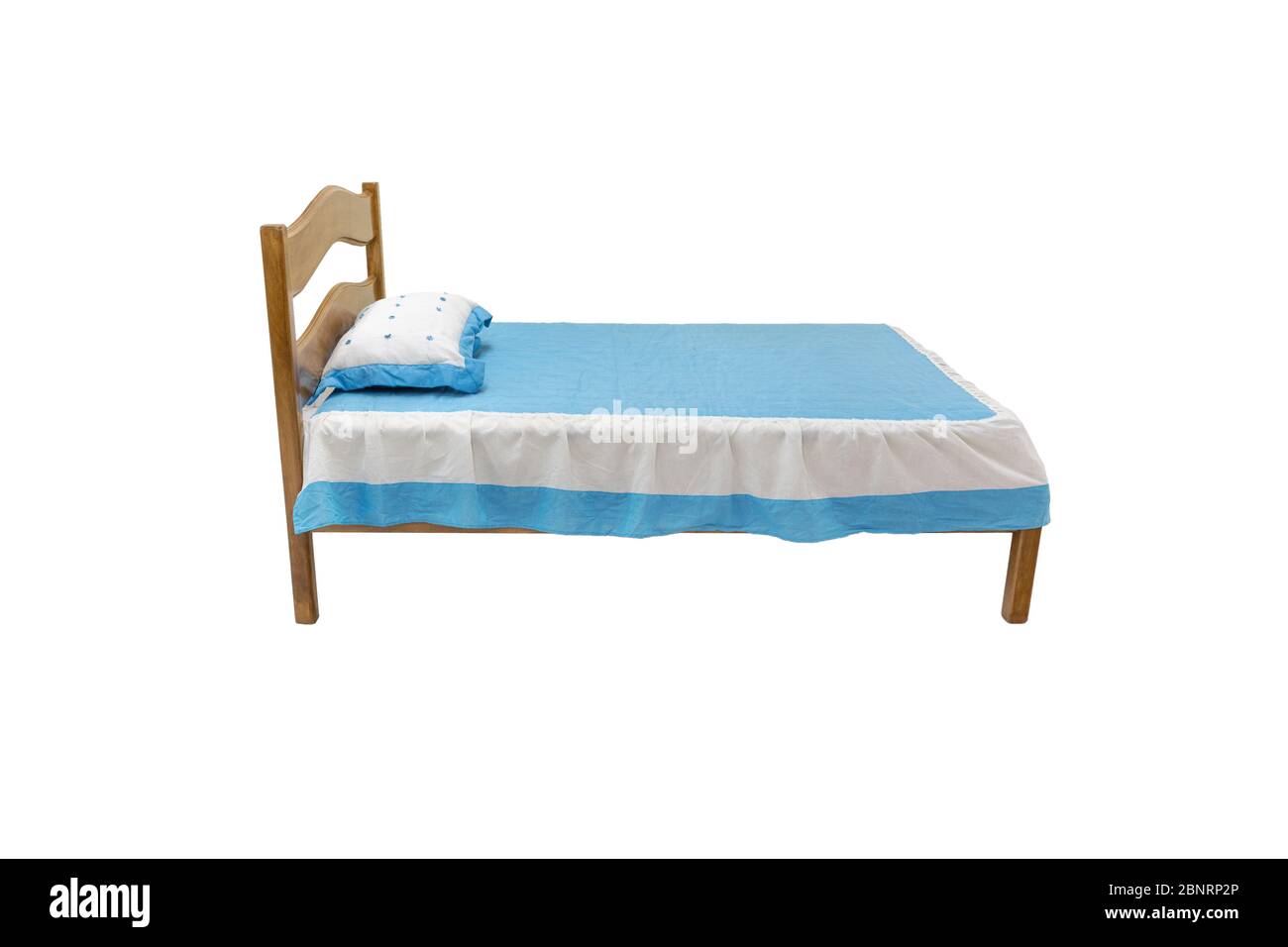 wooden double bed isolated on white background Stock Photo - Alamy