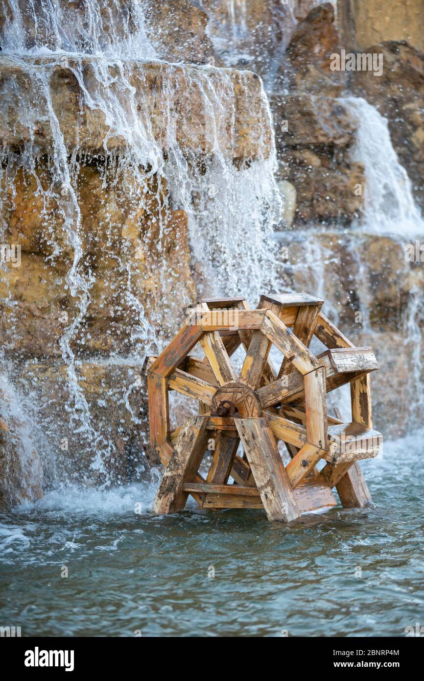 Wooden watermill on the pool Stock Photo - Alamy