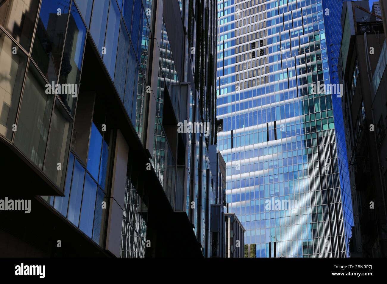 Scenery of the back street between the buildings in Shibuya, Tokyo ...