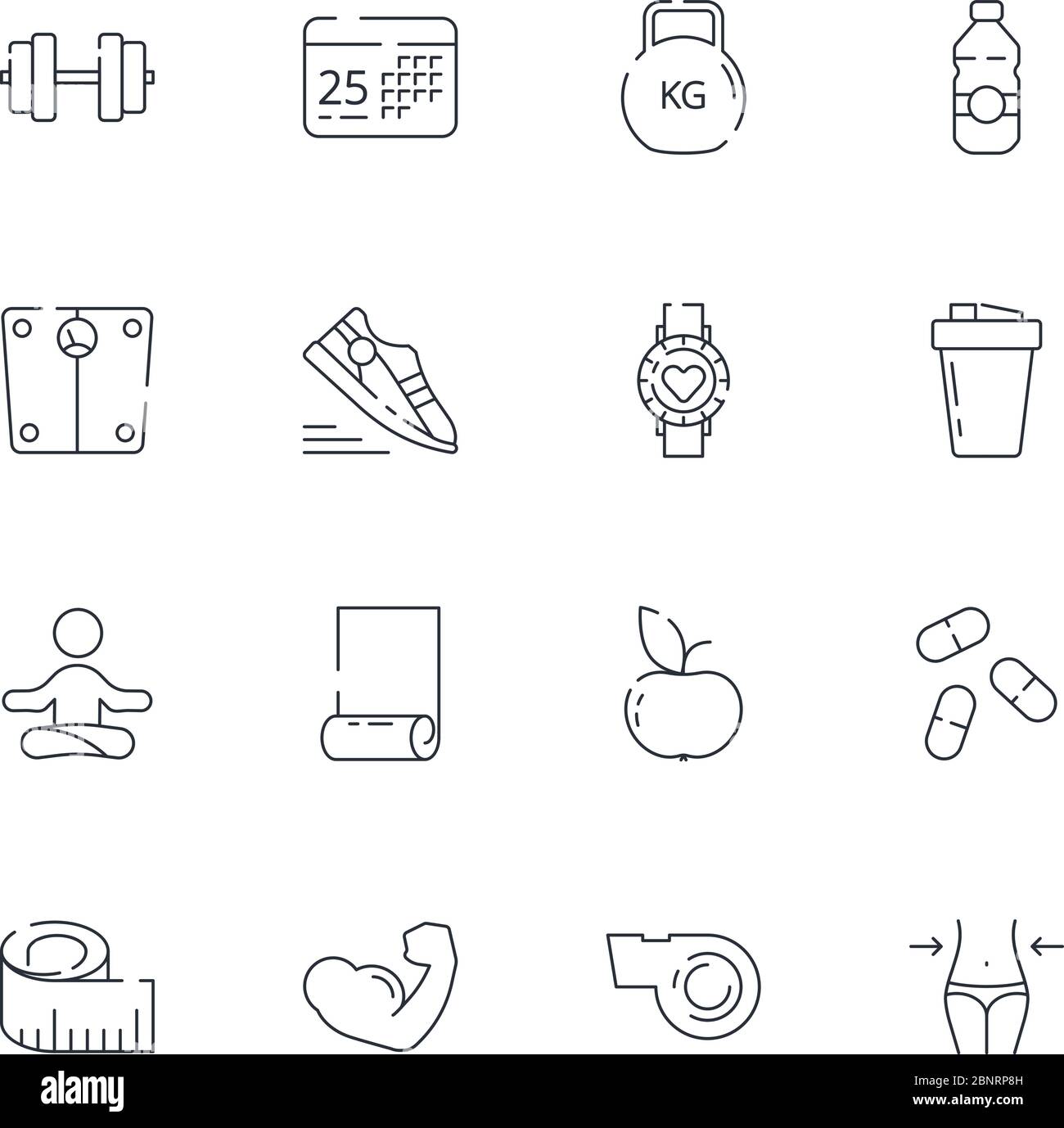 Sport icons. Fitness athlete nutrition aerobics fit coaching healthy ...