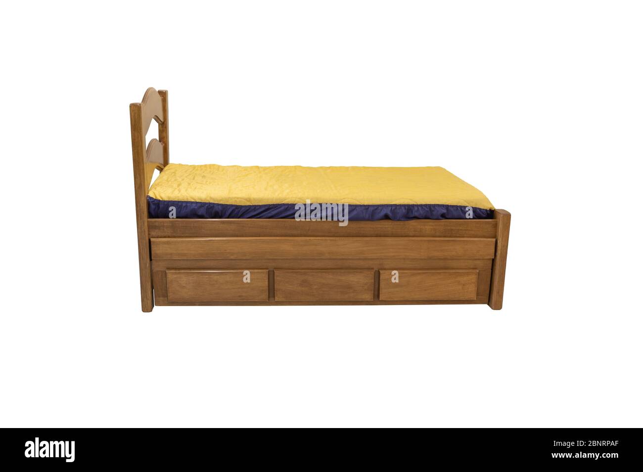 wooden double bed isolated on white background Stock Photo - Alamy