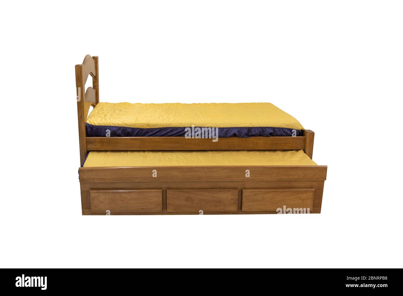 wooden double bed isolated on white background Stock Photo - Alamy