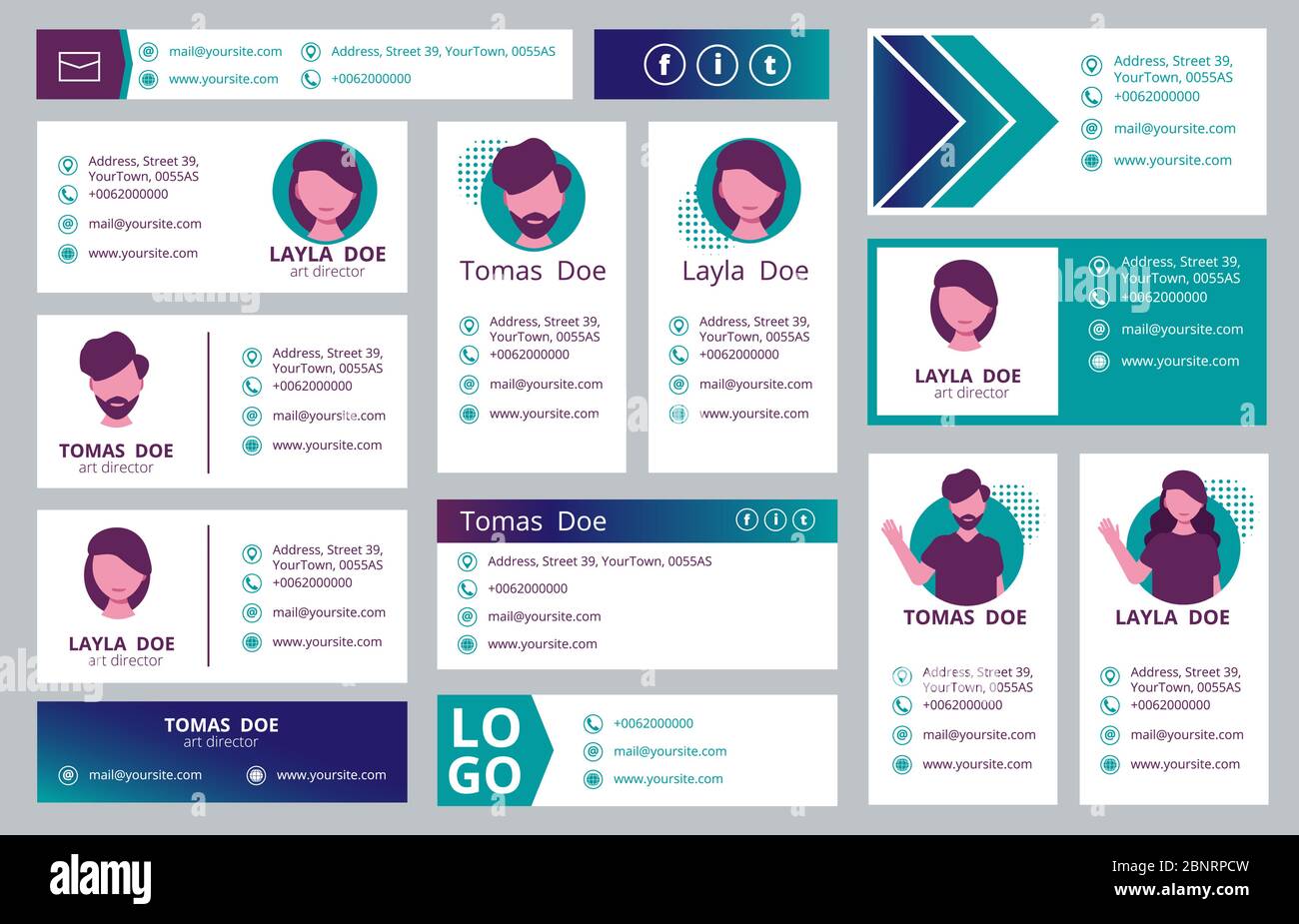 Email signature. Business template of ui signature with logo avatar and ...