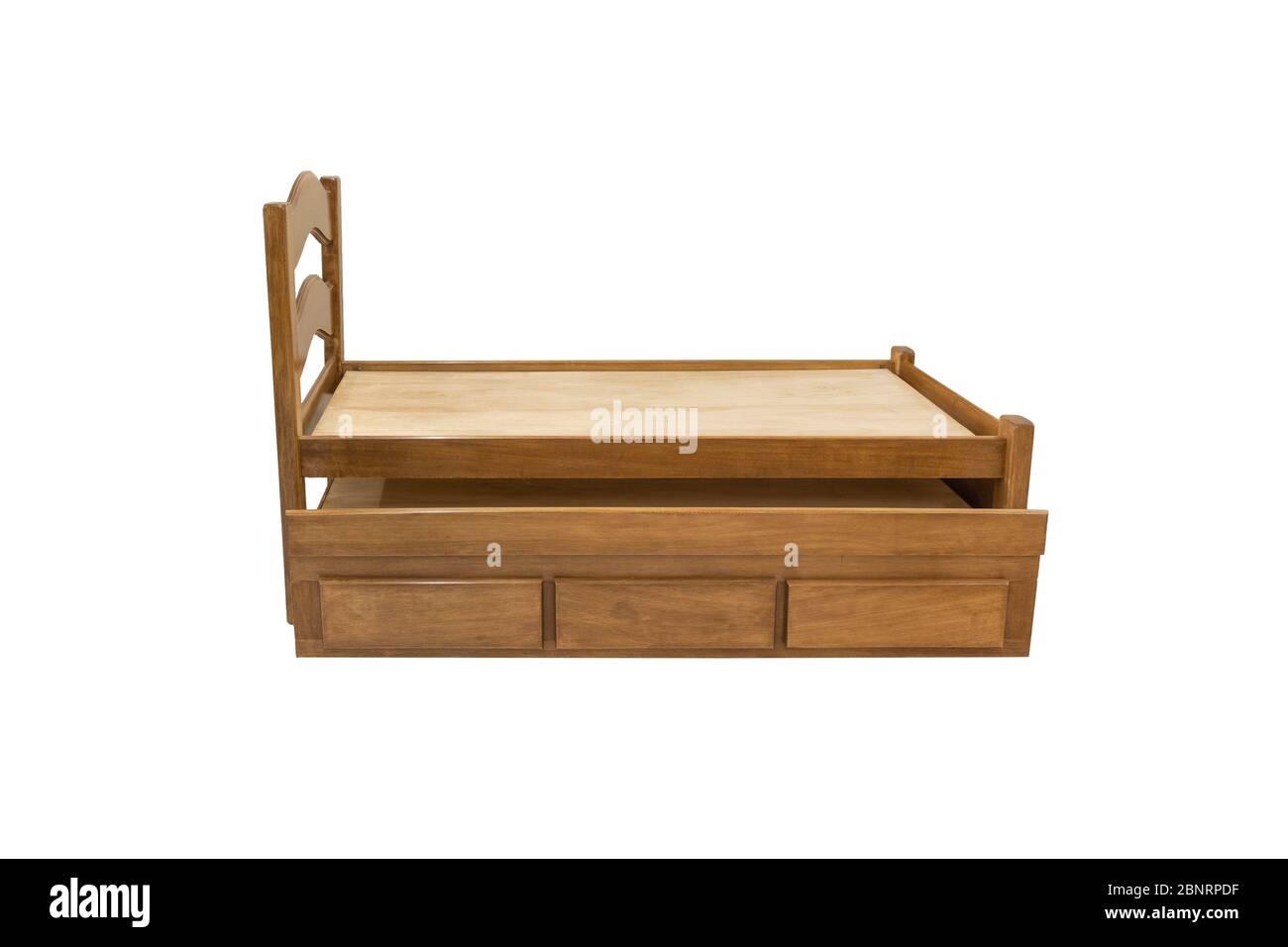 wooden double bed isolated on white background Stock Photo - Alamy
