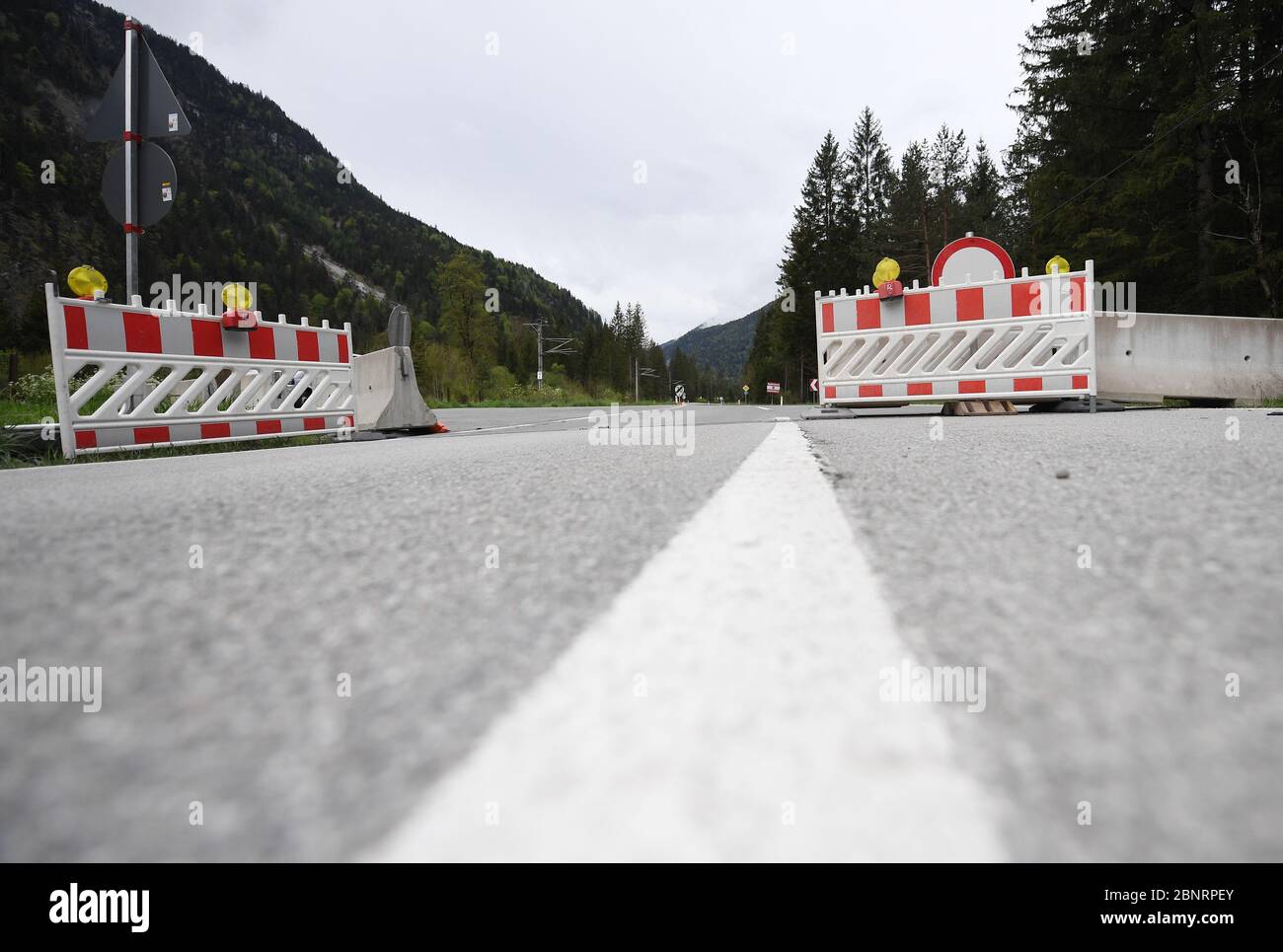 Griesen, Germany. 16th May, 2020. Barriers are standing on the road at ...
