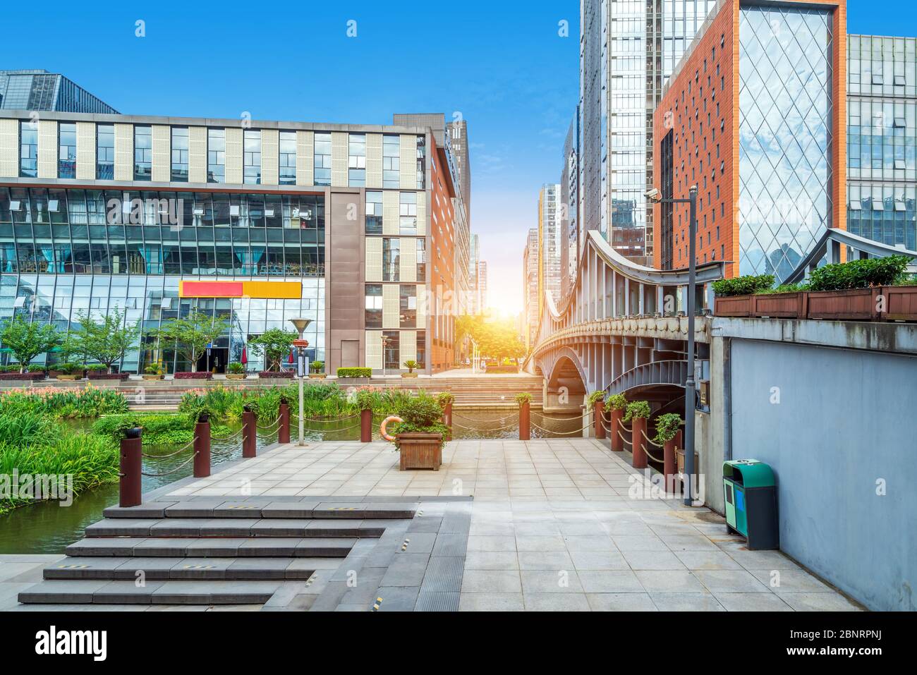 A street built along the river, the famous Water Street, Ningbo, China ...