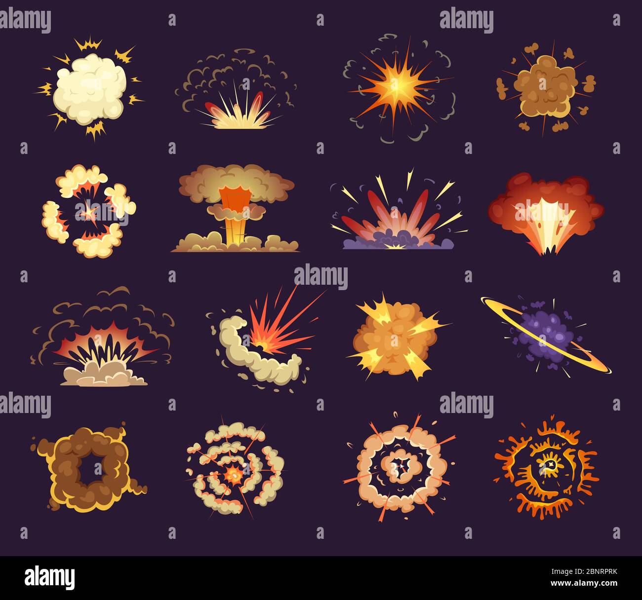 Fire explosion. Cloud lightning and blast vector cartoon burst Stock ...