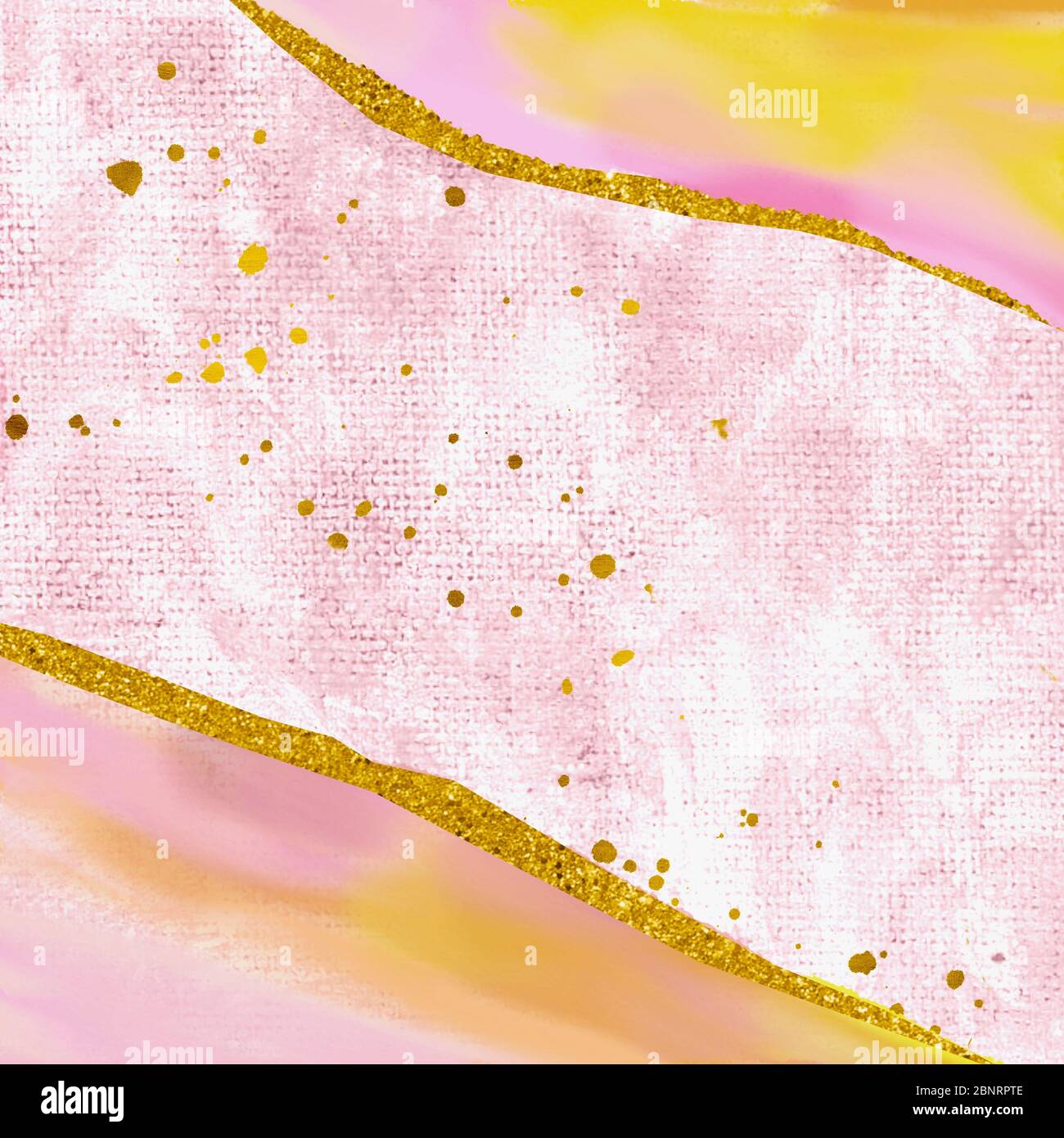Soft pink & Gold watercolor paper. Golden glitter on watercolor brush ...