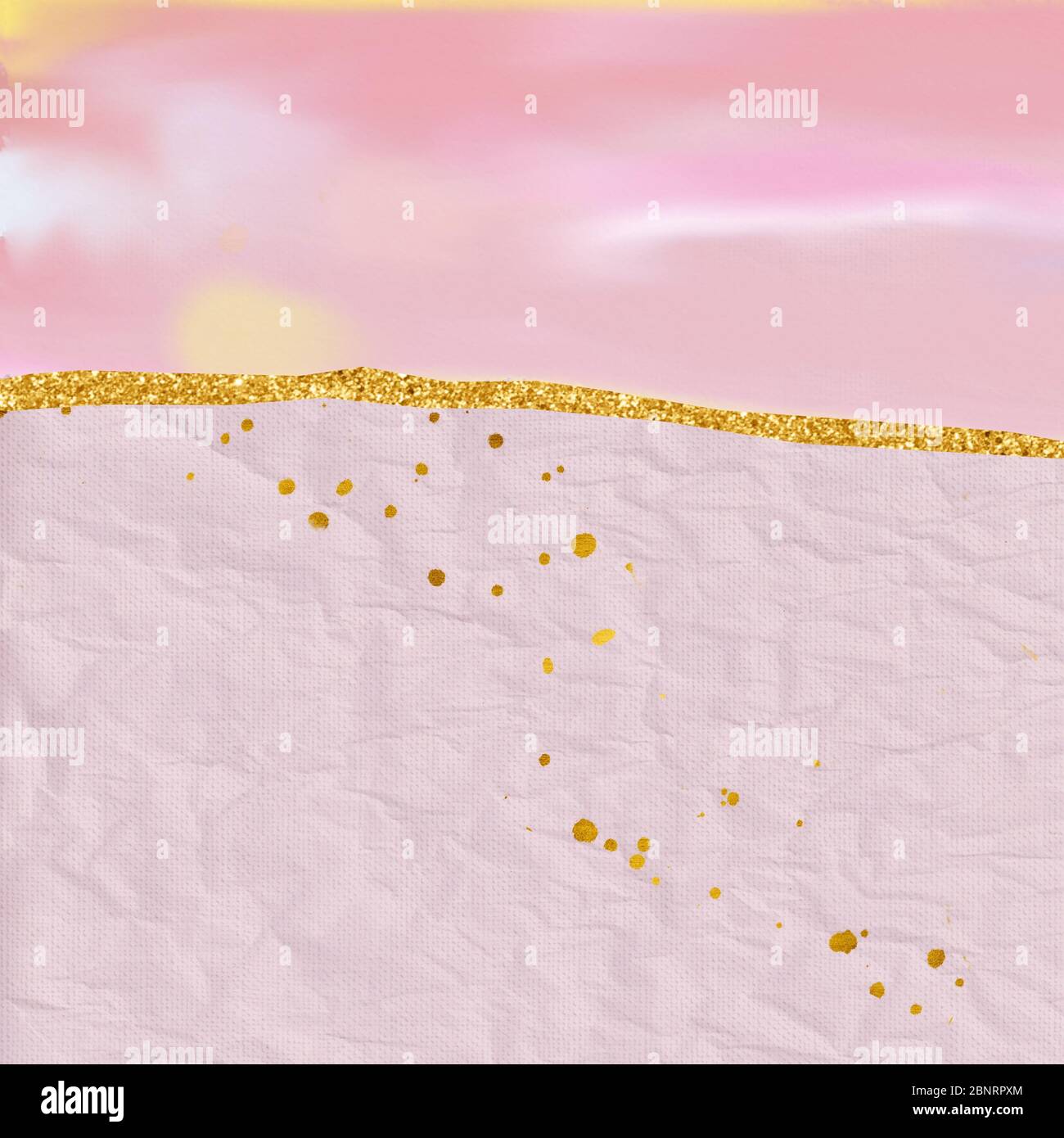 Soft pink & Gold watercolor paper. Golden glitter on watercolor brush ...