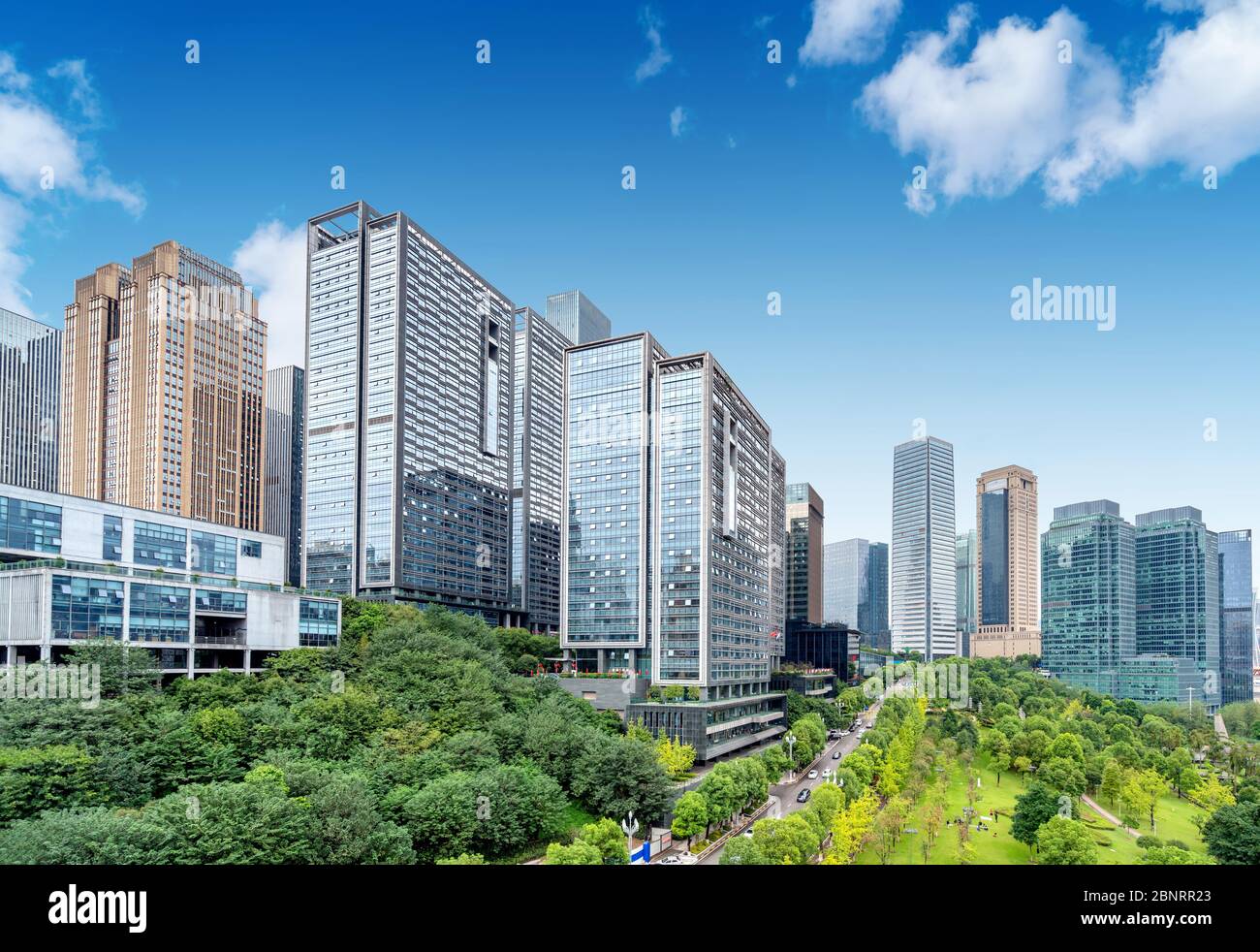 Parks and dense modern buildings, Jiangbei New City, Chongqing, China ...