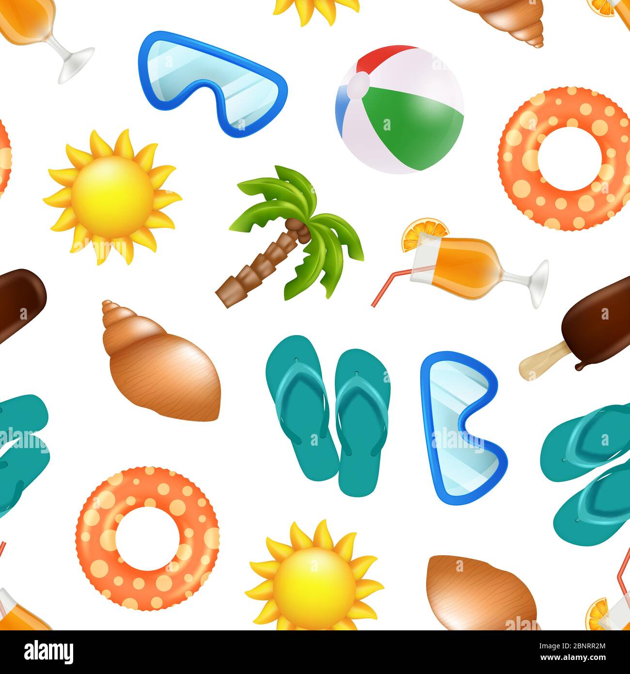 Vector summer beach elements pattern or background illustration Stock ...